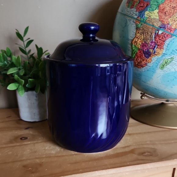 Kitchen | Vintage Cobalt Blue Ceramic Canister With Lid | Poshmark